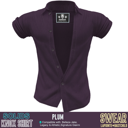 Second Life Marketplace - Shirt - Knox SOLIDS - PLUM